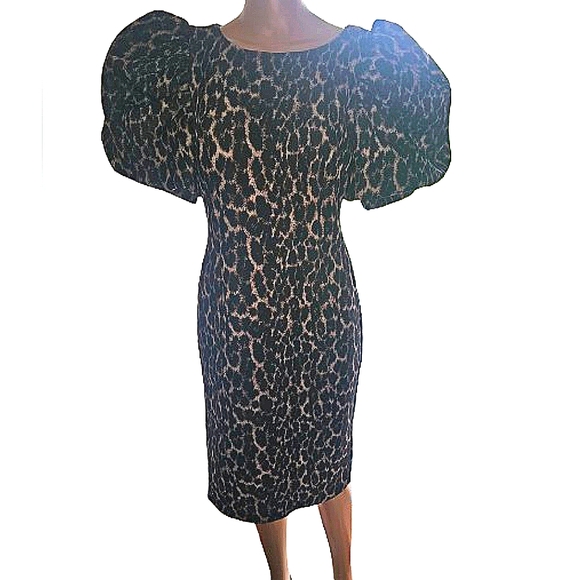 Ashro | Dresses | Nwt Ashro Animal Print Puff Sleeve Midi Dress Size S ...